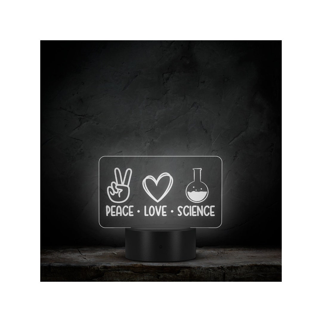 PEACE LOVE SCIENCE Edge Lit Sign Acrylic Night Light Led Acrylic Sign ...