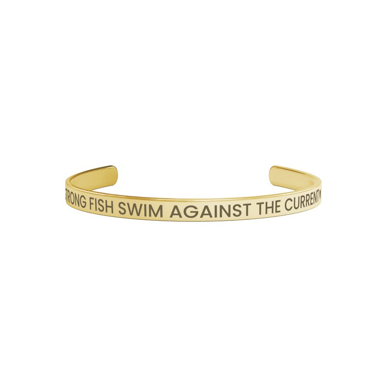 STRONG FISH SWIM Against the Current Cuff Bracelet in Silver Rose Gold ...