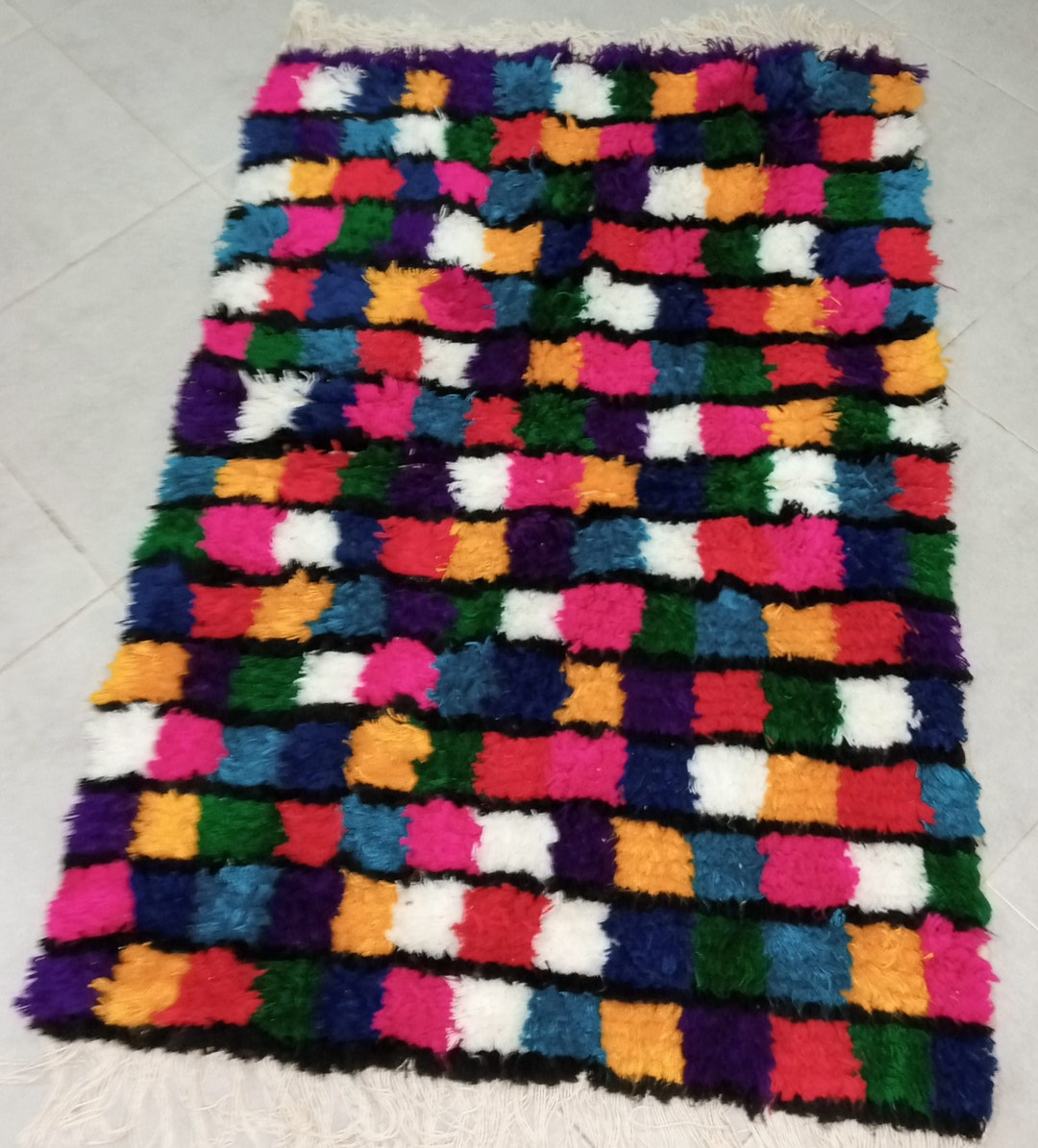 Colorful Tribal Berber Moroccan Carpet | Vibrant Square Medley Carpet ...