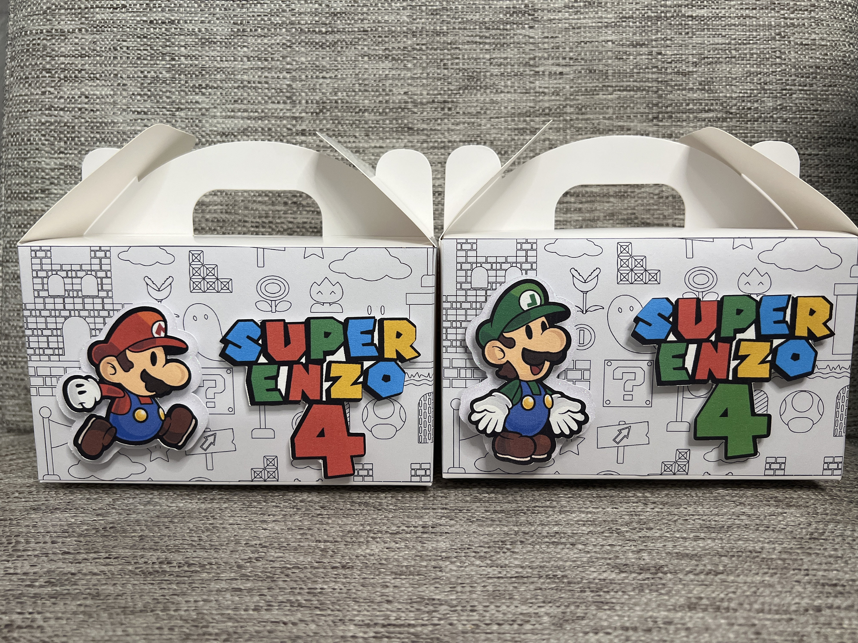 Súper Mario and Friends Favor Box/ Goodie Bags/ Mario, Luigi and Peach ...