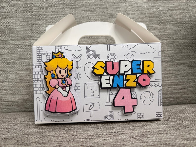 Súper Mario and Friends Favor Box/ Goodie Bags/ Mario, Luigi and Peach ...
