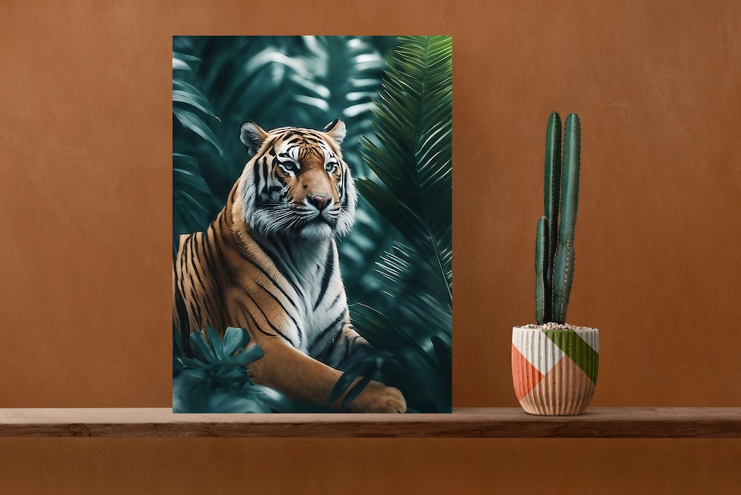 Jungle Tiger Poster, Exotic Tiger Art Print, Vibrant Safari Poster ...