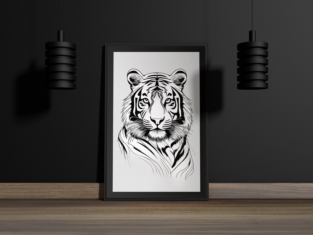 Tiger Head Wall Art,monochrome Tiger Print,black and White Tiger Poster ...