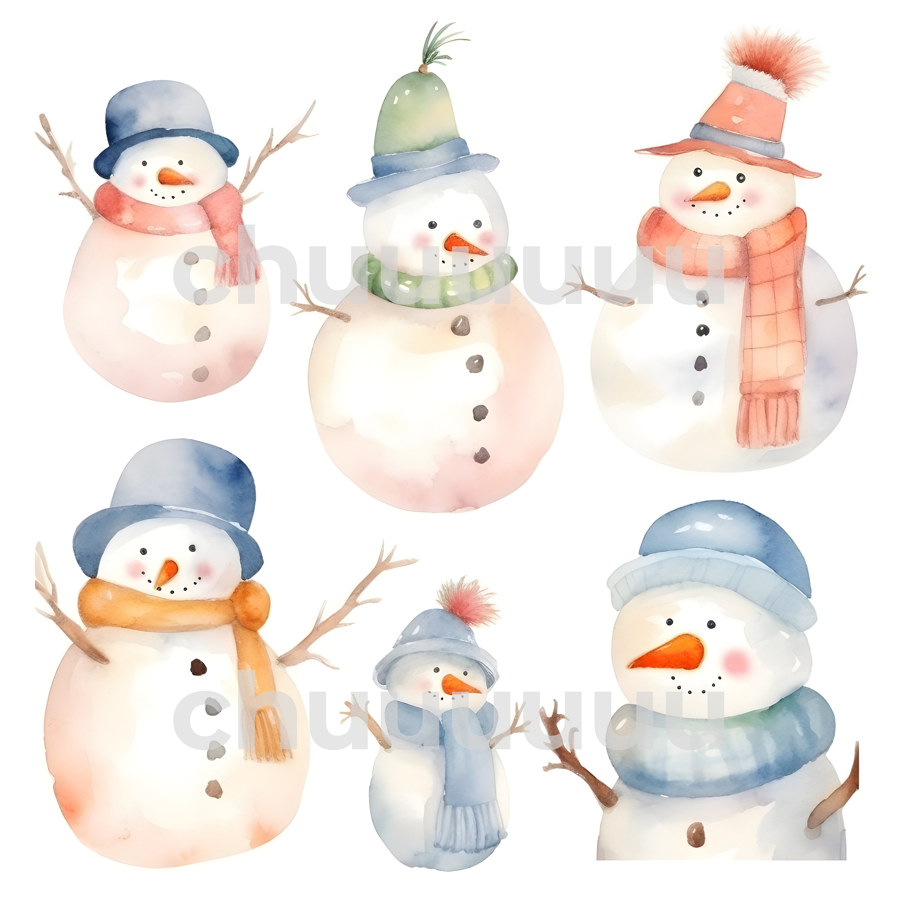 12 Frosty Snowman Clipart for Winter Decorations - Etsy