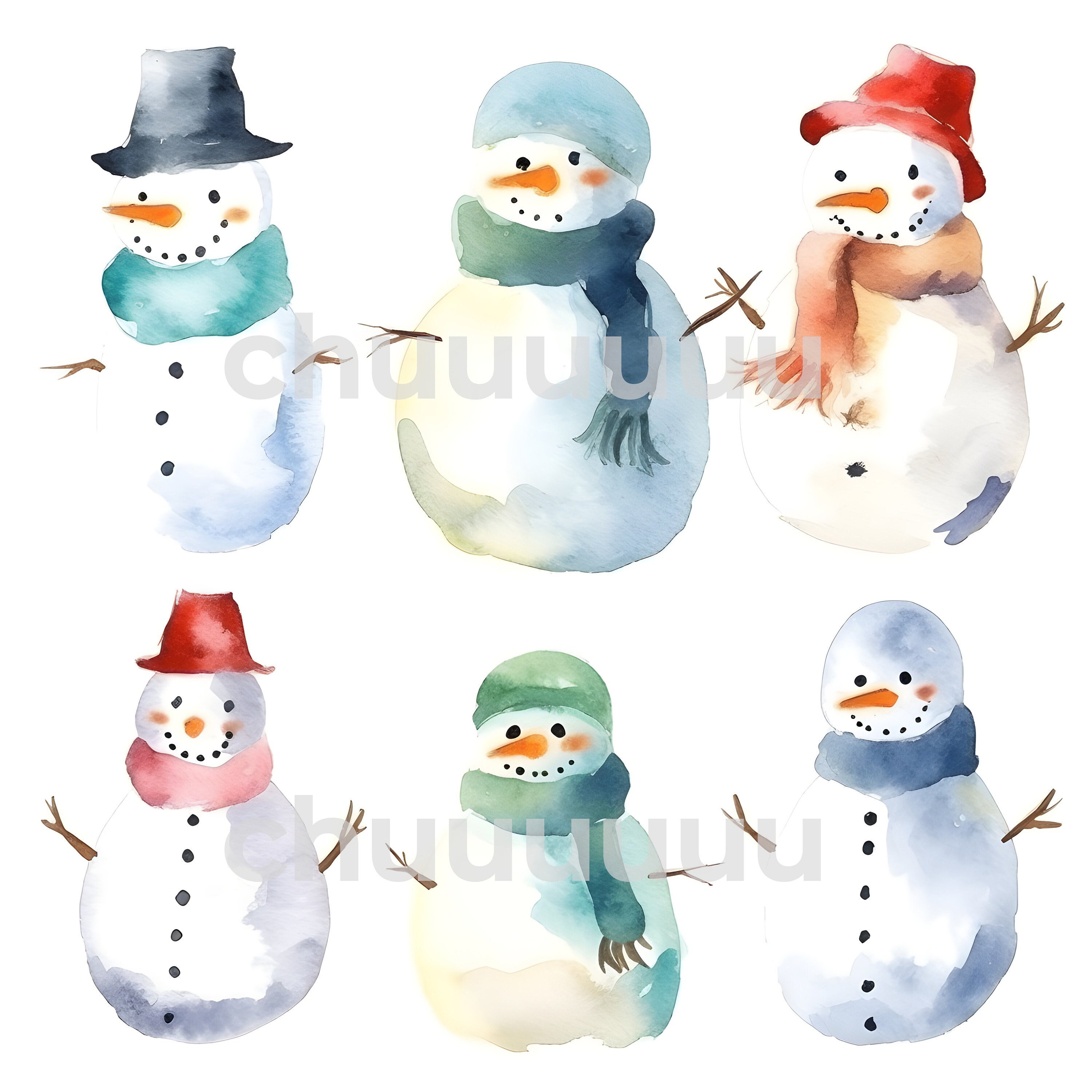 12 Frosty Snowman Clipart for Winter Decorations - Etsy