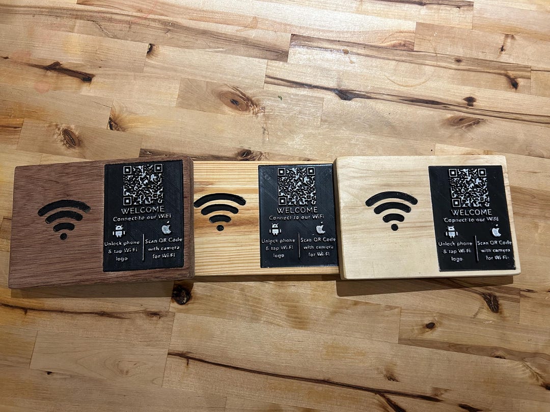 Custom Wood Wifi QR Code Sign — Perfect for Homes, Guests, Rentals ...