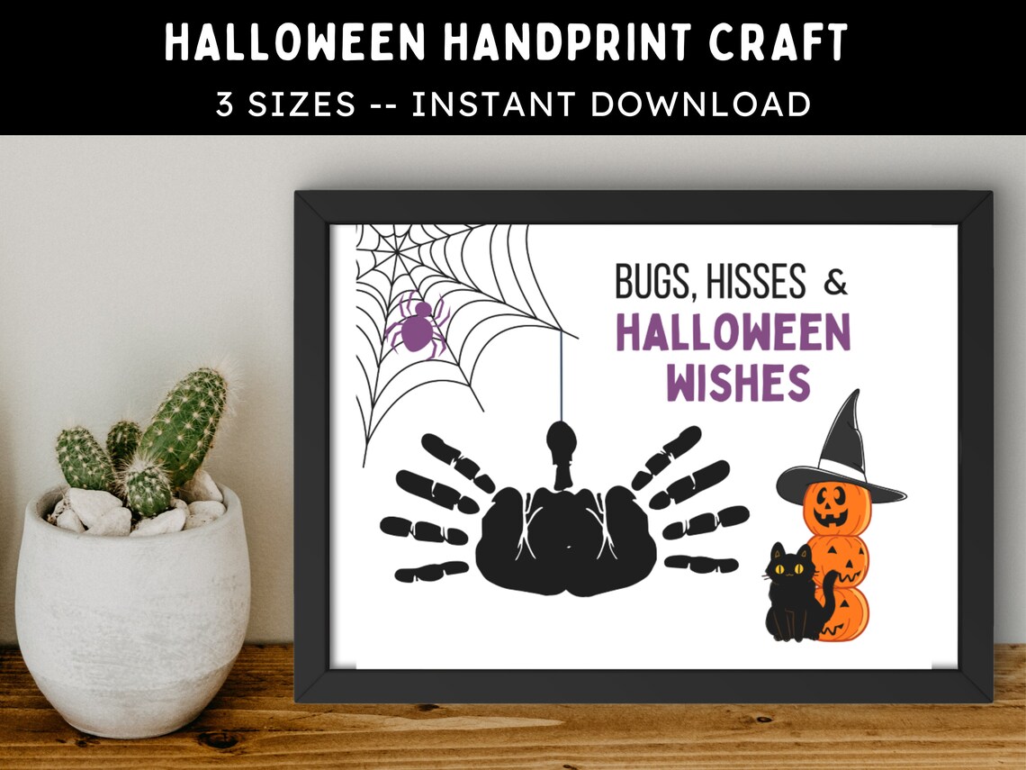 Halloween Handprint Craft Printable Spider Handprint - Etsy
