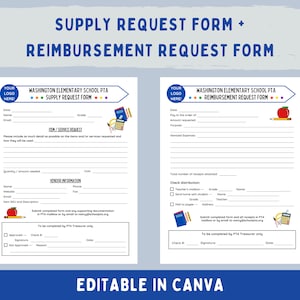 PTA / PTO Essential Forms Bundle - Editable Canva Template - Membership ...