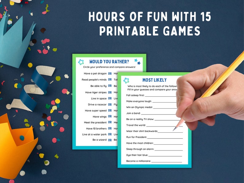 Kids Party Games -- Printable Sleepover Games for Boys or Girls -- Boys ...