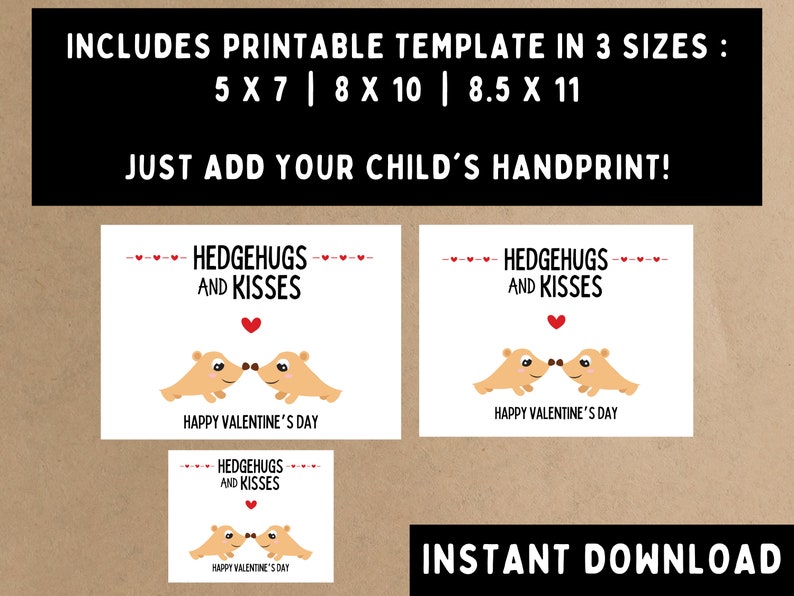 Valentine's Day Hedgehog Handprint Craft -- Printable DIY Hugs and ...