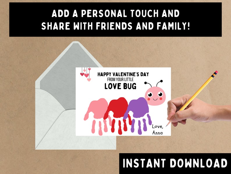 Valentine's Day Lovebug Handprint Craft -- Printable DIY Holiday Art ...