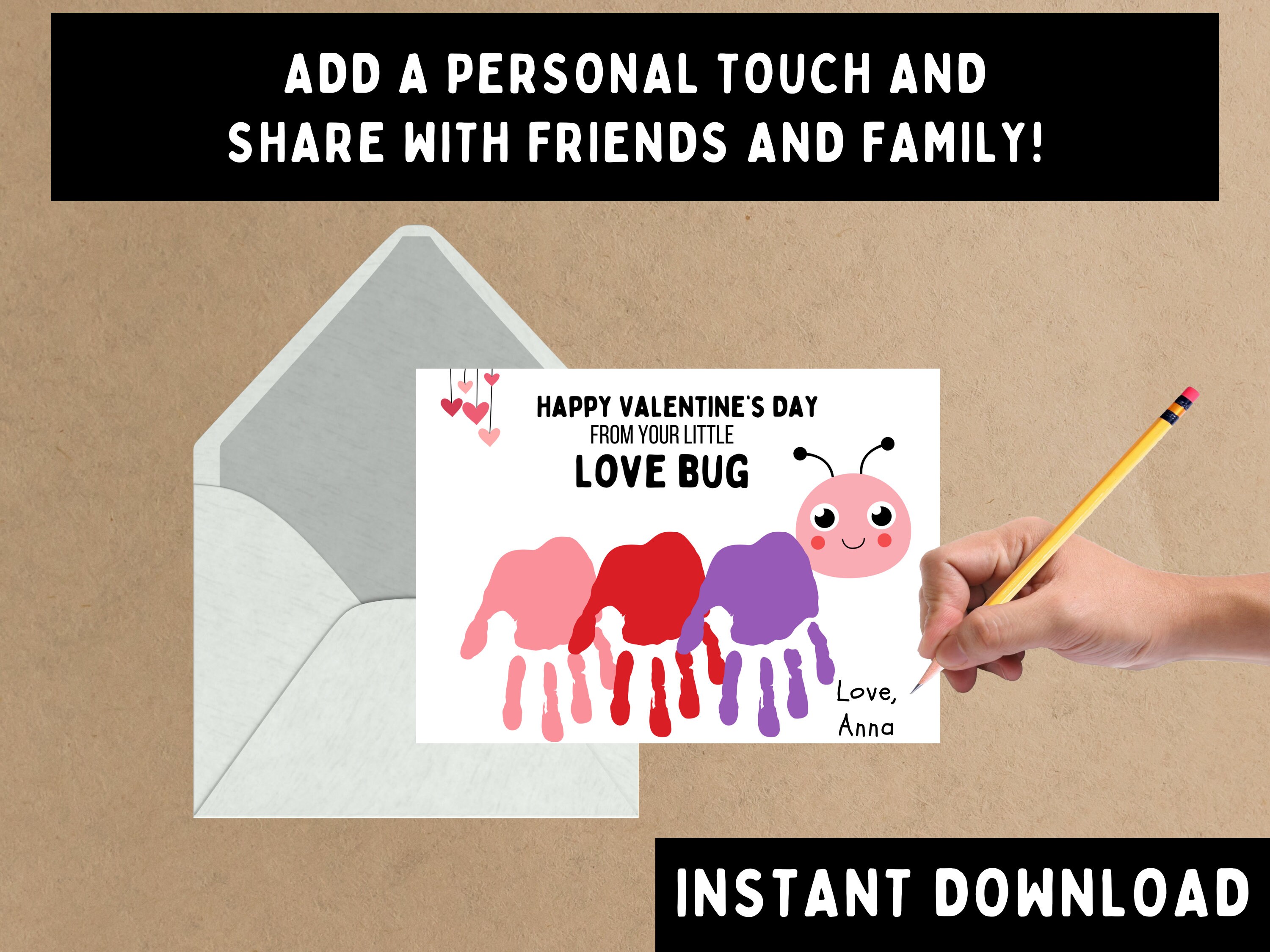 Valentine's Day Lovebug Handprint Craft -- Printable DIY Holiday Art ...
