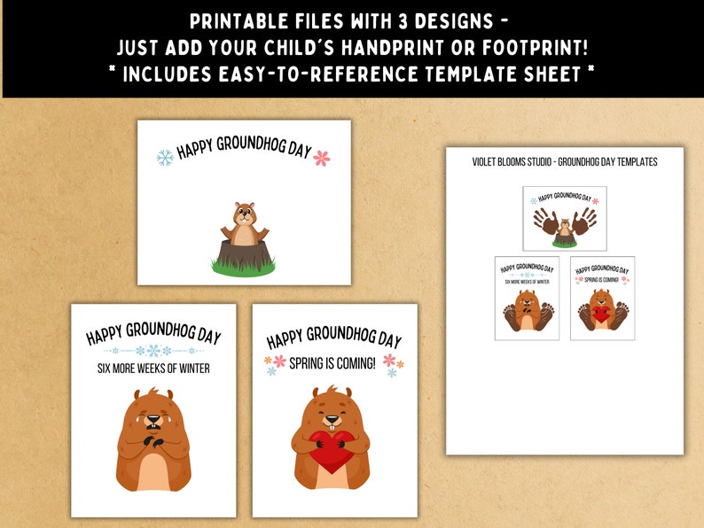 3 Groundhog Day Handprint and Footprint Craft Bundle Printable DIY ...