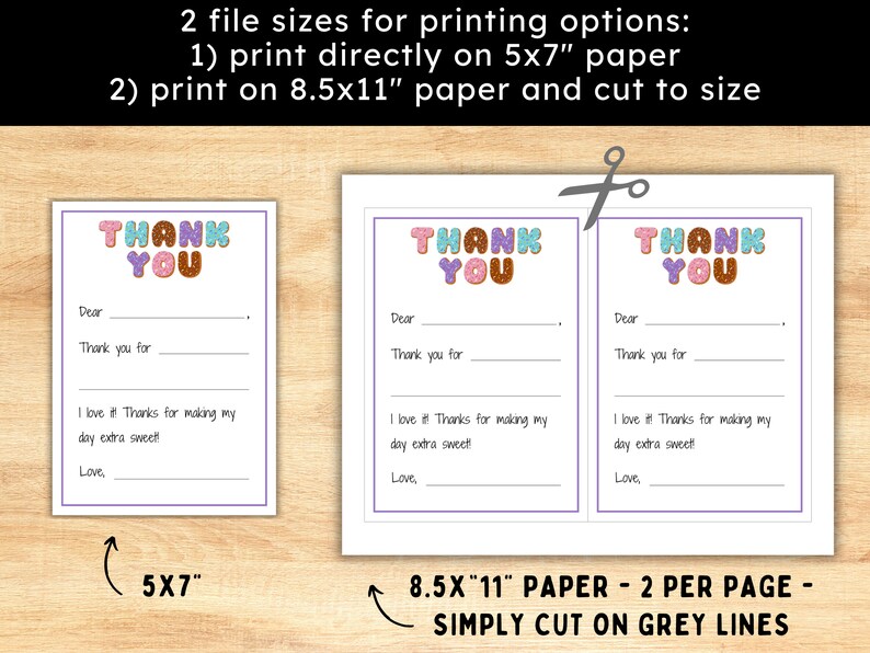 Donut Thank You Cards for Kids - Printable Fill-in-the-blank Thank You ...