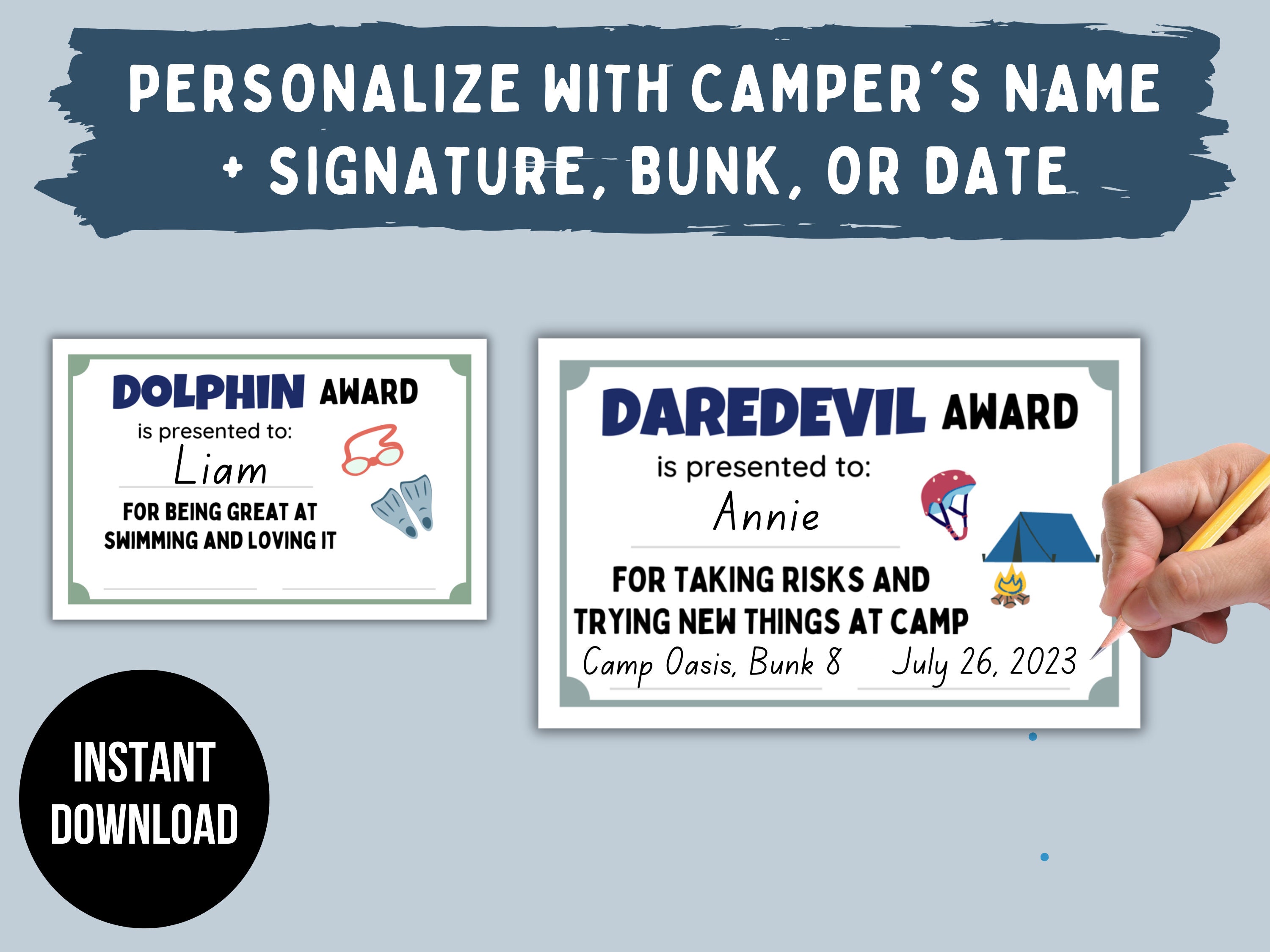 Camp Awards for Boys & Girls - Printable Certificates for Day Camp ...