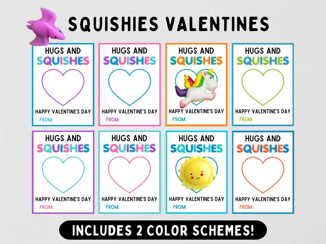 Squishy Toy Valentine Cards -- Printable Mochi Squishies Valentines for ...