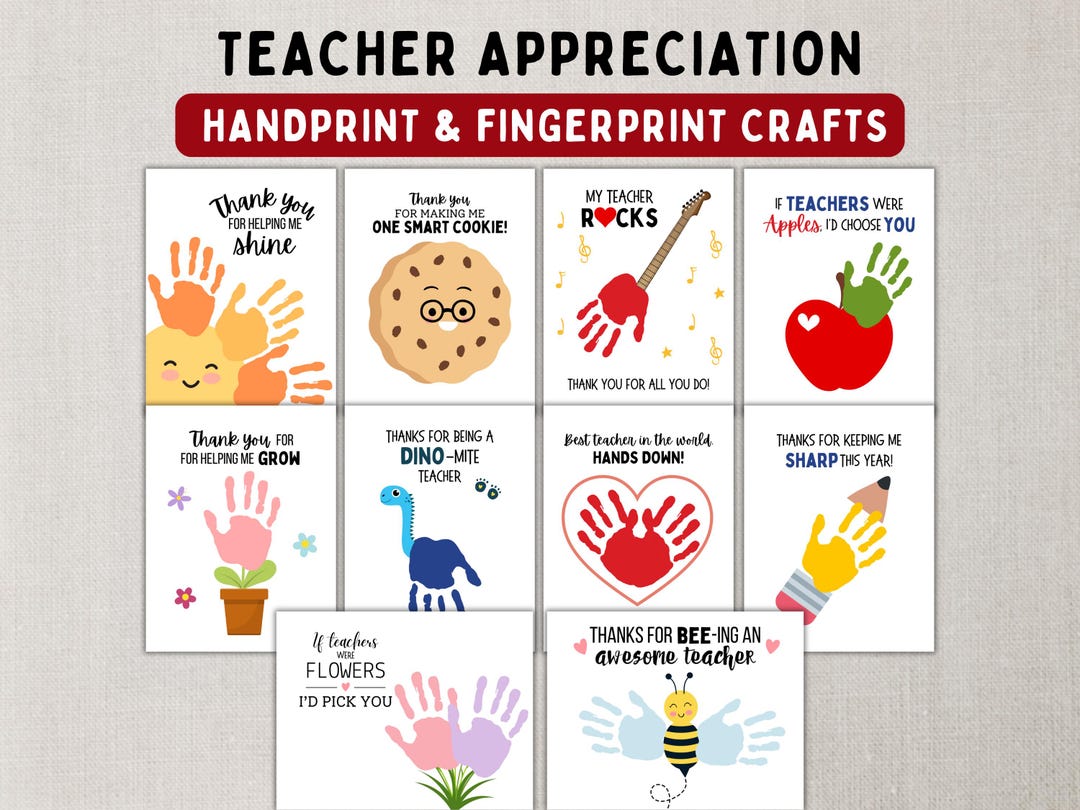Teacher Appreciation Handprint and Fingerprint Craft Bundle ...
