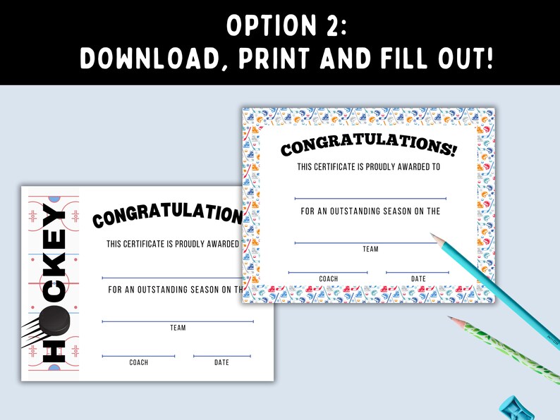 Hockey Team Certificates Editable Hockey Participation Certificates ...