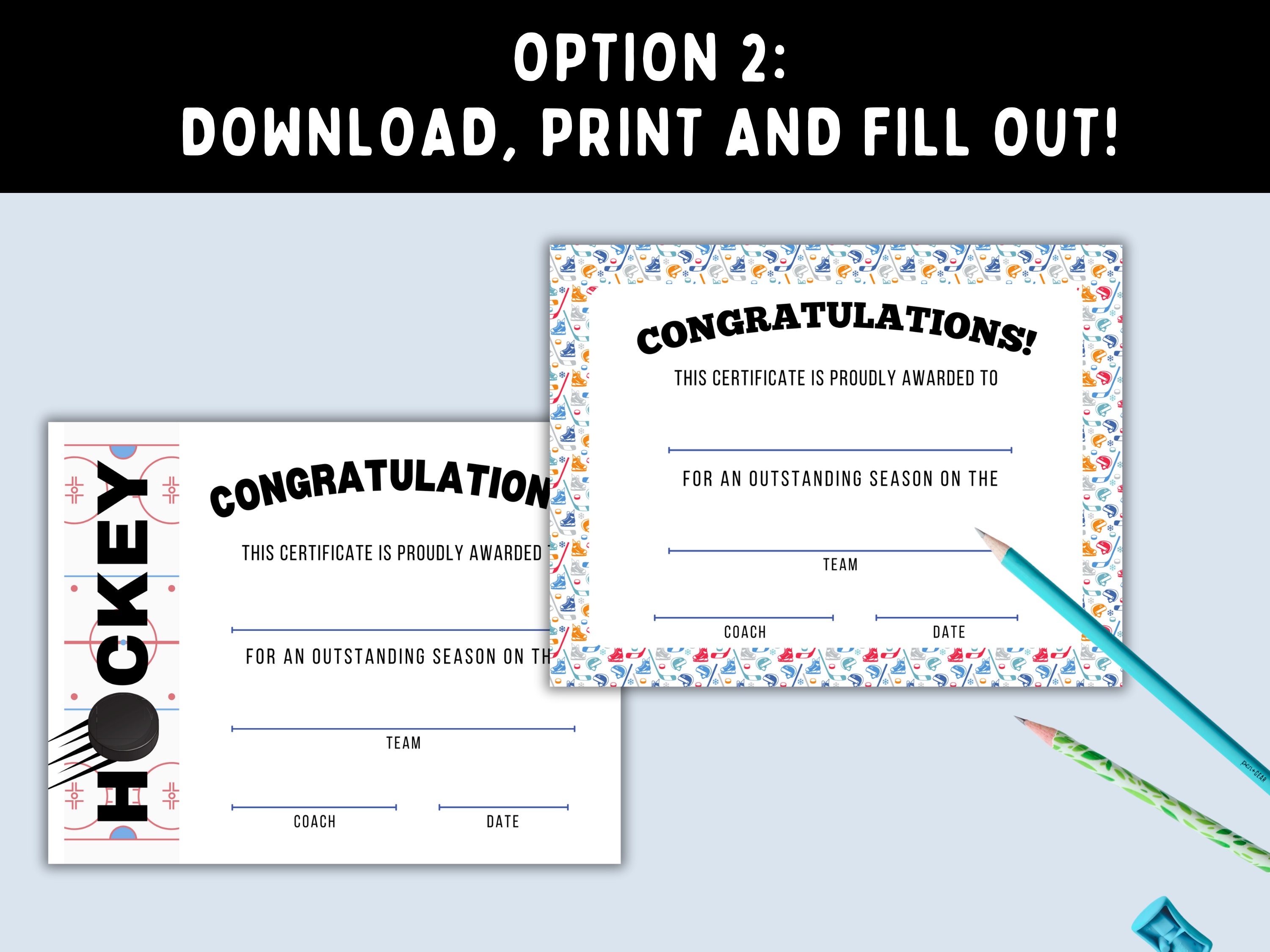 Hockey Team Certificates Editable Hockey Participation Certificates ...