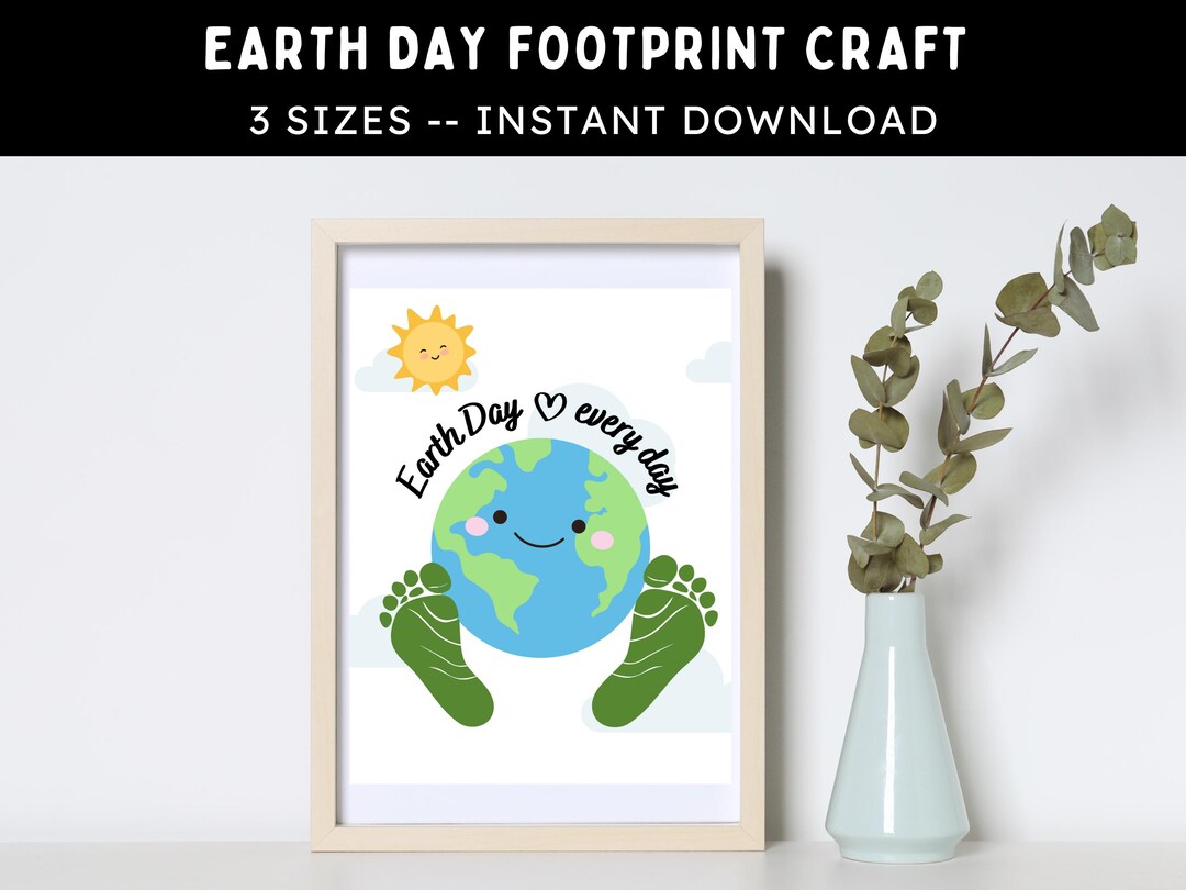 Earth Day Footprint Craft Template -- Printable DIY Art Activity for ...