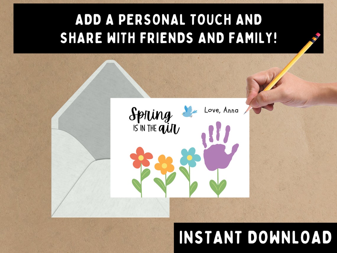 Spring Flowers Handprint Craft Printable DIY Spring Craft Activity ...