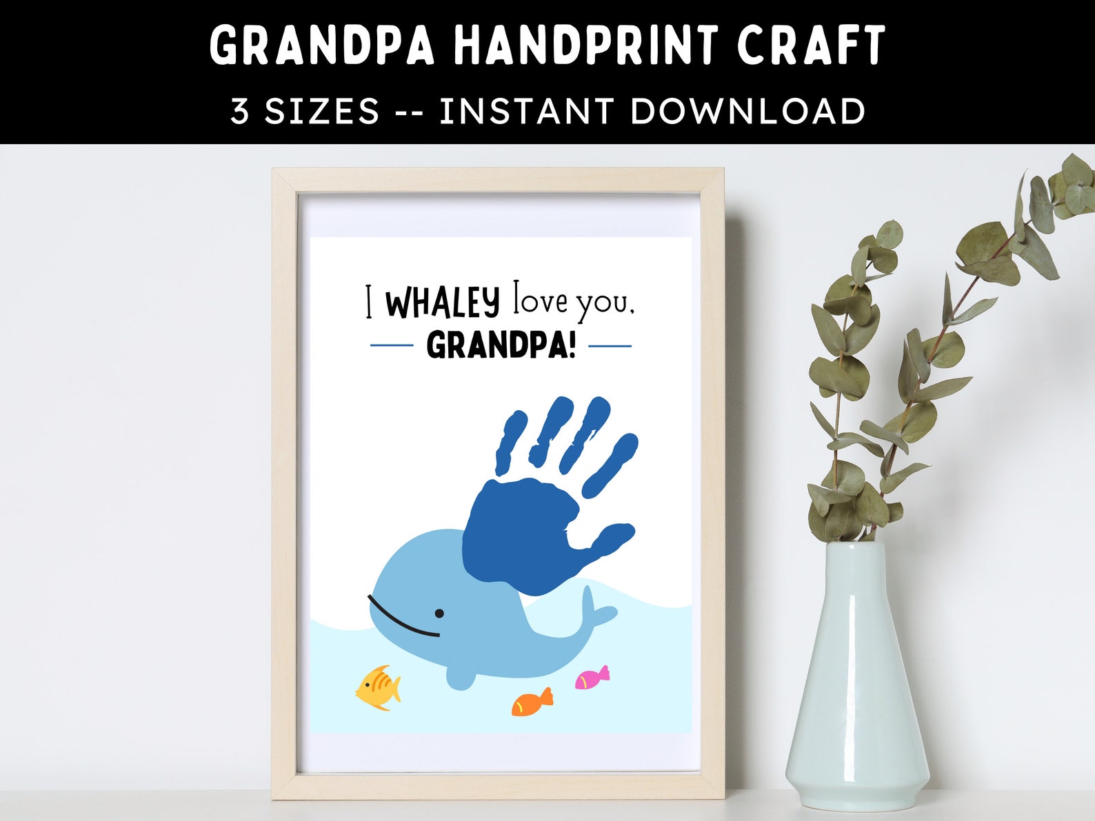 Grandpa Handprint Craft Whale Handprint Printable DIY Handprint ...