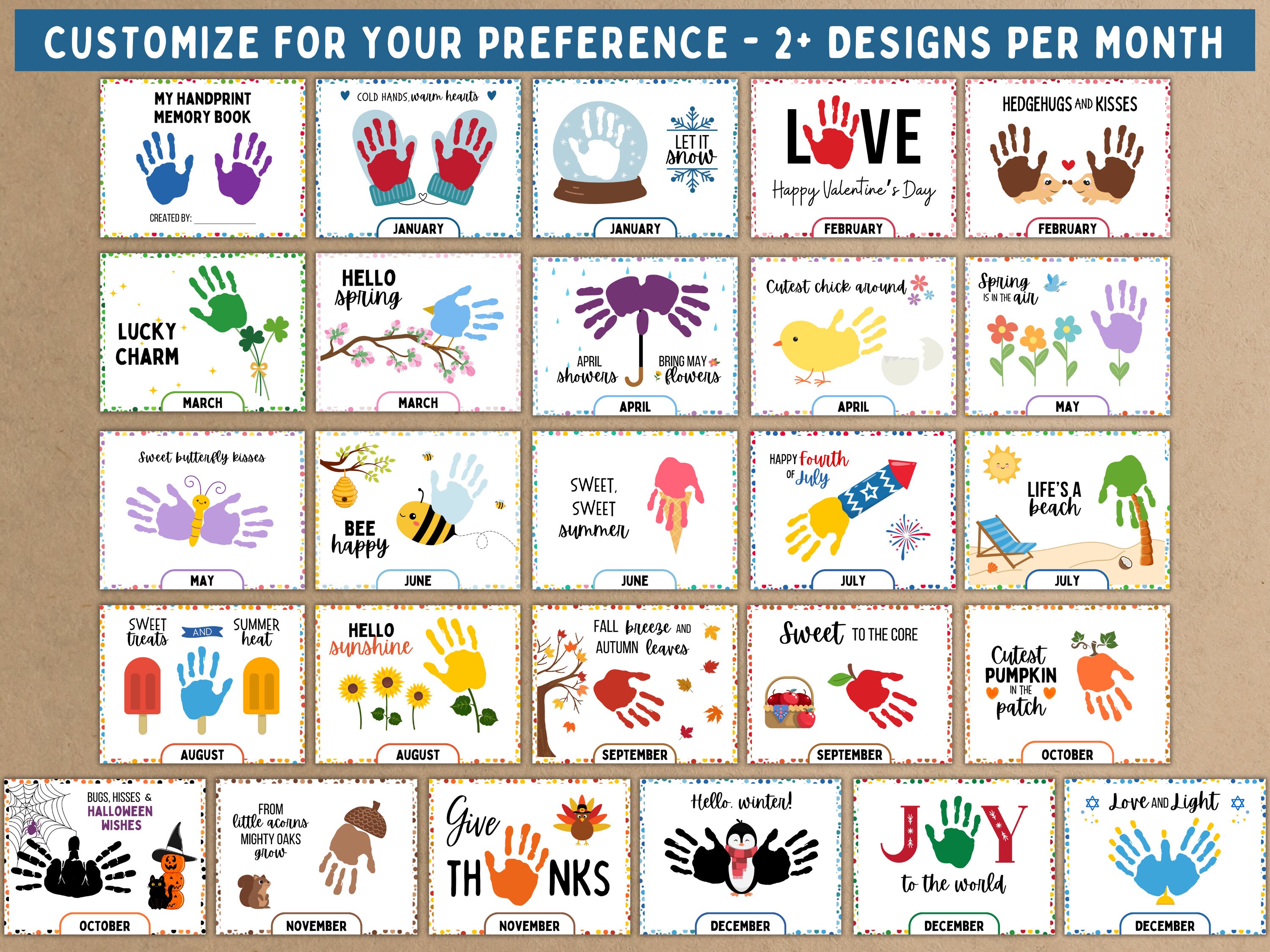 Handprint Memory Book - Printable Craft Keepsake for Kids, Toddlers and ...