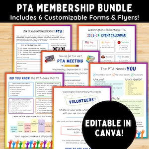 PTA / PTO Membership Bundle - Editable Canva Templates for Meeting ...