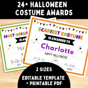 Halloween Costume Awards -- Printable Party Prizes, Contest ...