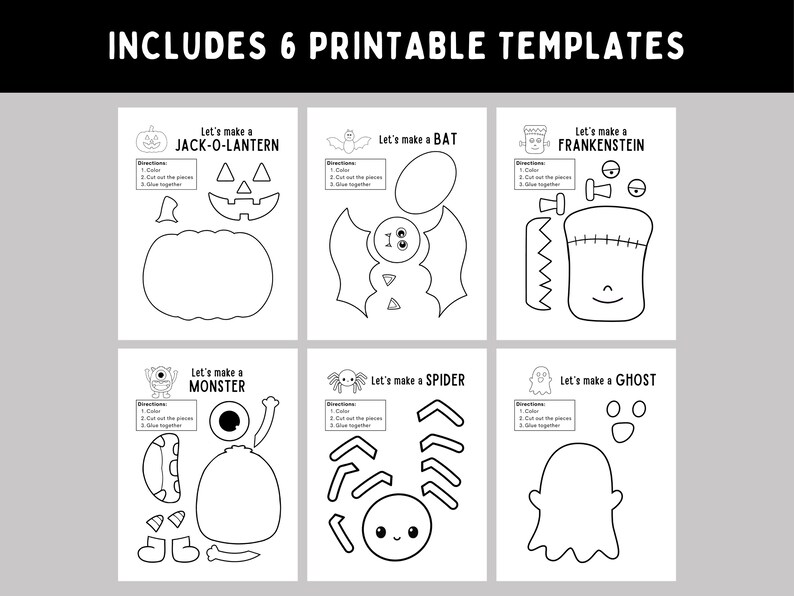Halloween Cut and Glue Crafts -- Printable Halloween Craft Activities ...