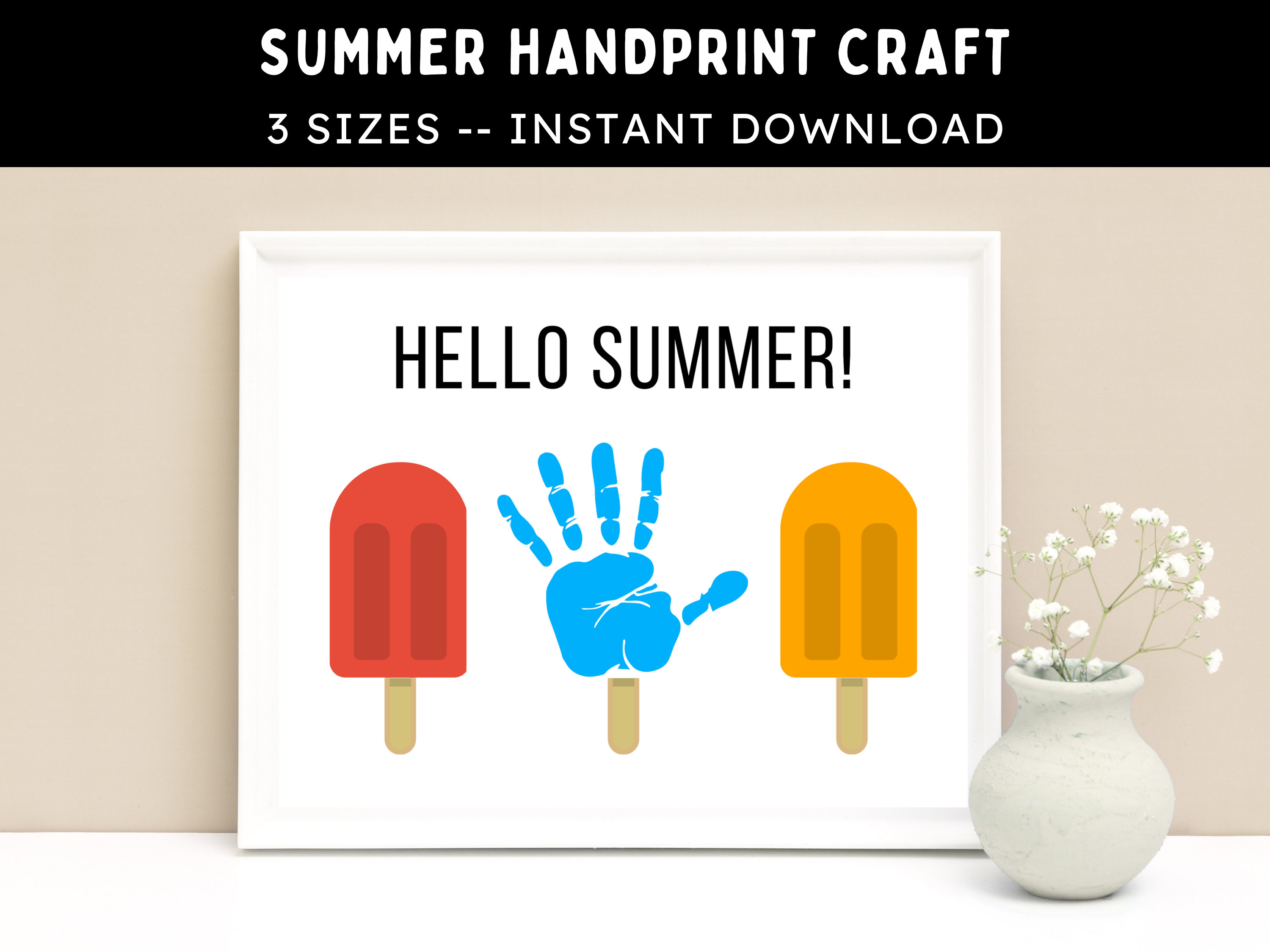 Summer Popsicle Handprint Craft Printable DIY Summer Craft Activity ...