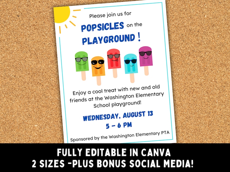 Popsicles on the Playground - Editable Canva Template for Playdates ...
