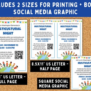 Multicultural Night Flyer for School & Community Events - Editable ...