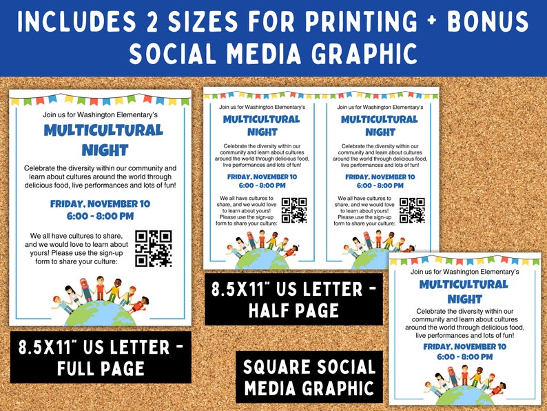 Multicultural Night Flyer for School & Community Events - Editable ...