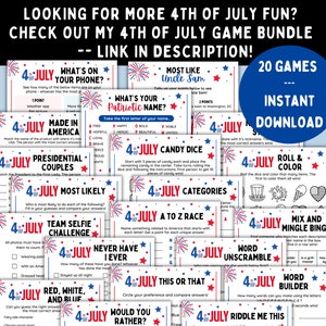 4th of July Treasure Hunt Printable July 4th Scavenger Hunt ...