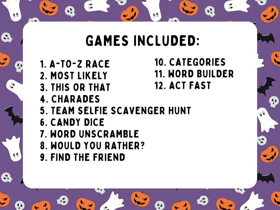 Halloween-themed Party Games Printable Halloween Games Halloween Party ...