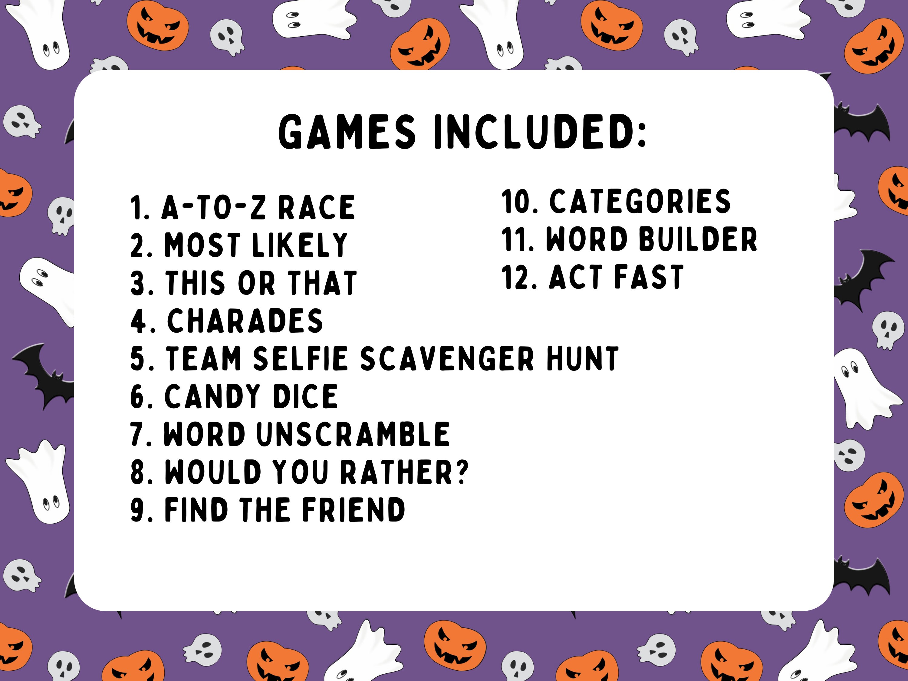 Halloween-themed Party Games Printable Halloween Games Halloween Party ...