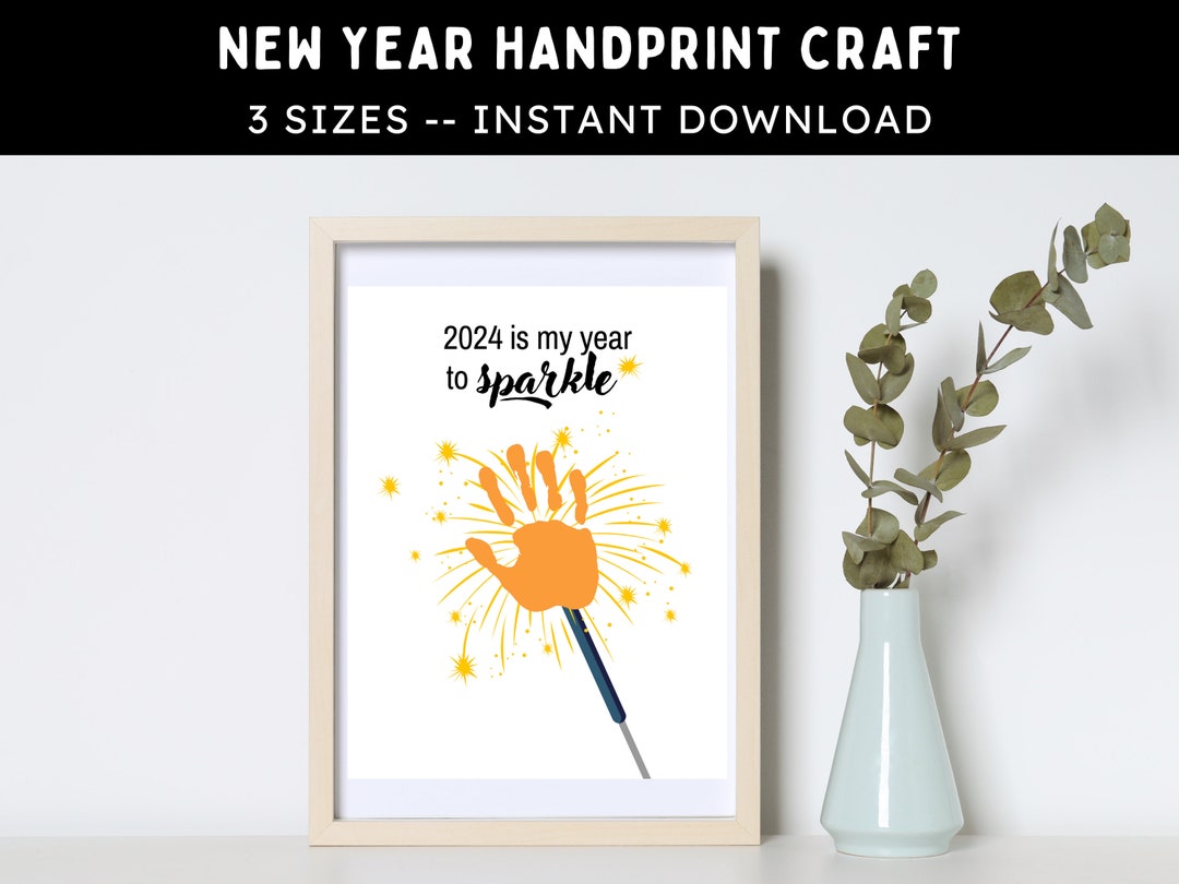 2024 New Year Sparkler Handprint Craft Printable DIY Handprint Activity ...