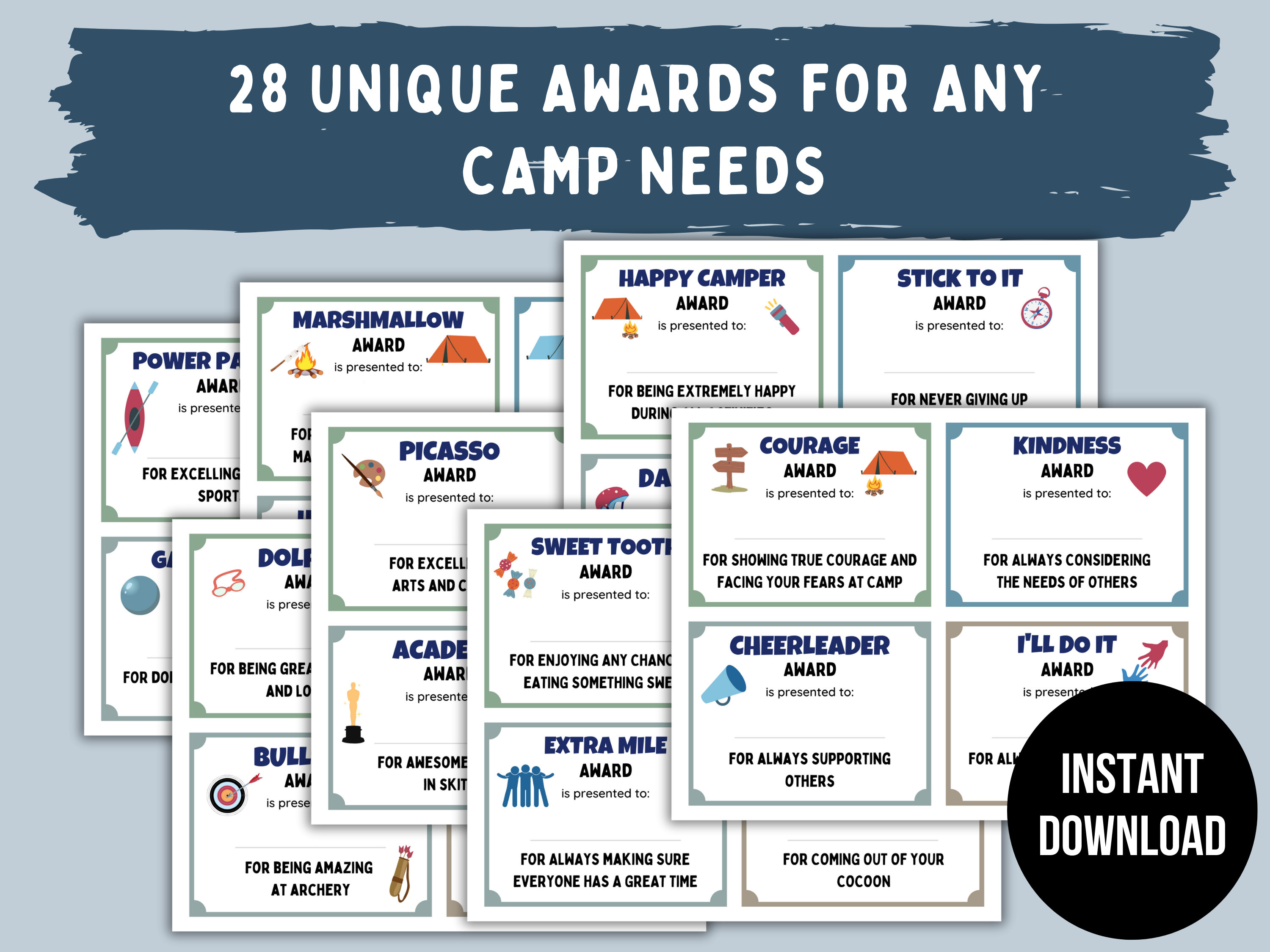 Camp Awards for Boys & Girls - Printable Certificates for Day Camp ...