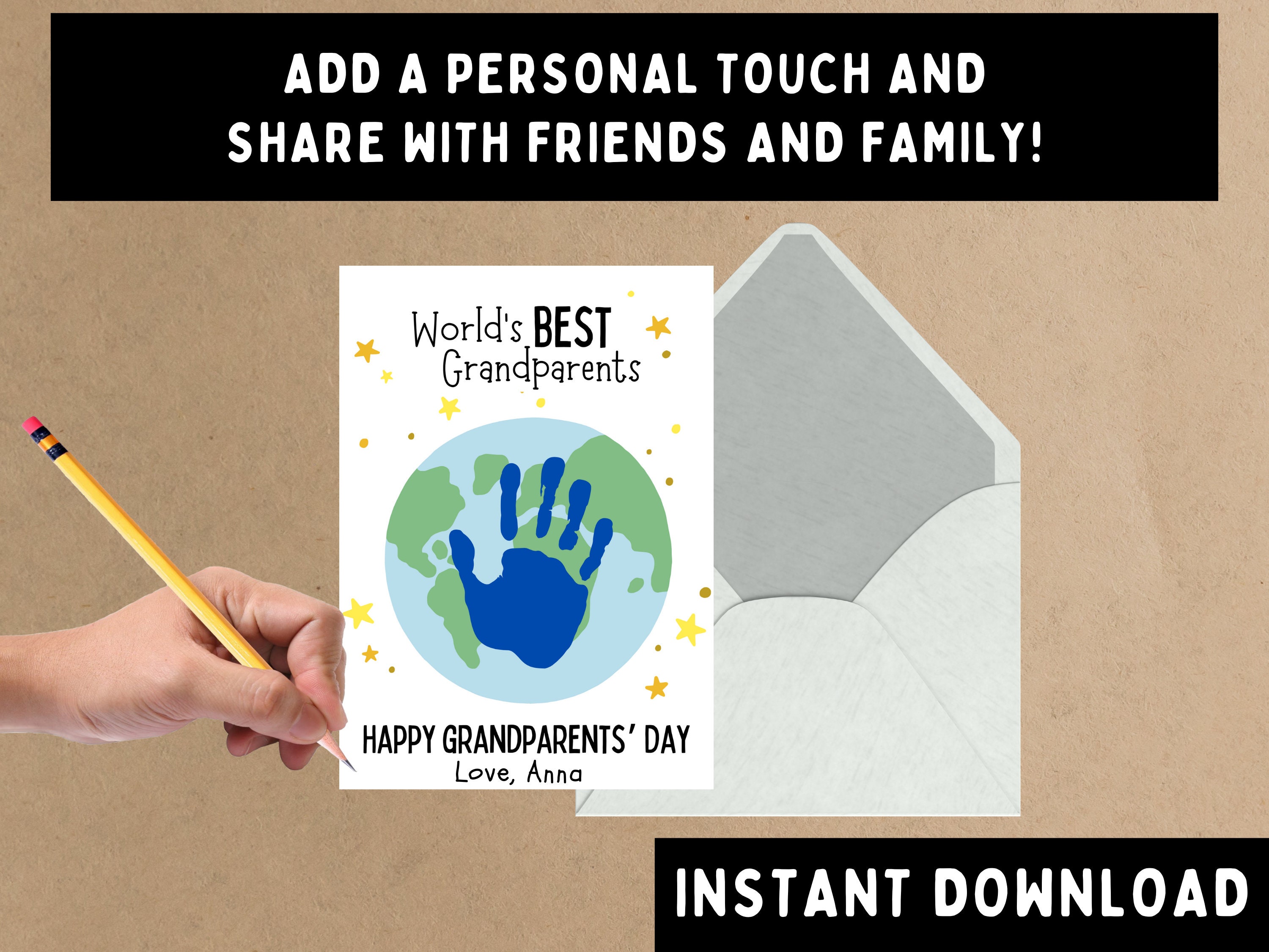 Grandparents' Day Handprint Craft World's Best Grandparents Printable ...