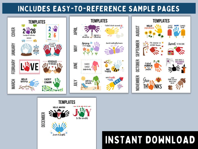 2026 Handprint Calendar - Printable Keepsake Craft for Kids, Toddlers ...