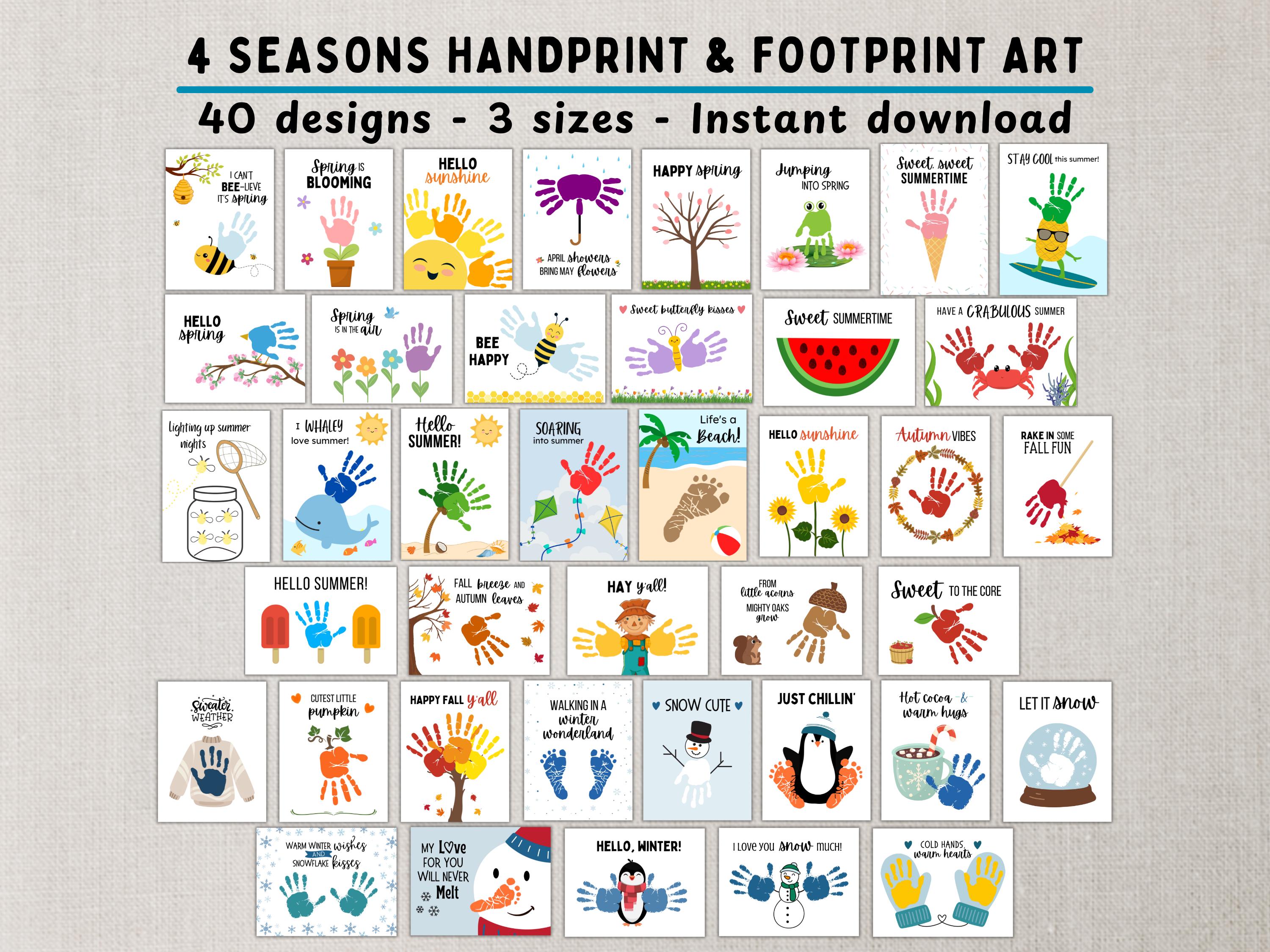 40 Seasonal Handprint & Footprint Craft Bundle -- Printable DIY ...