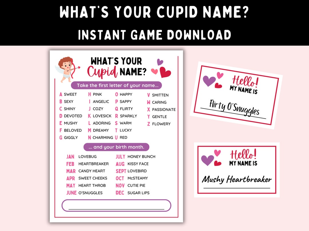 What's Your Cupid Name Game -- Printable Valentines Party Activity for ...