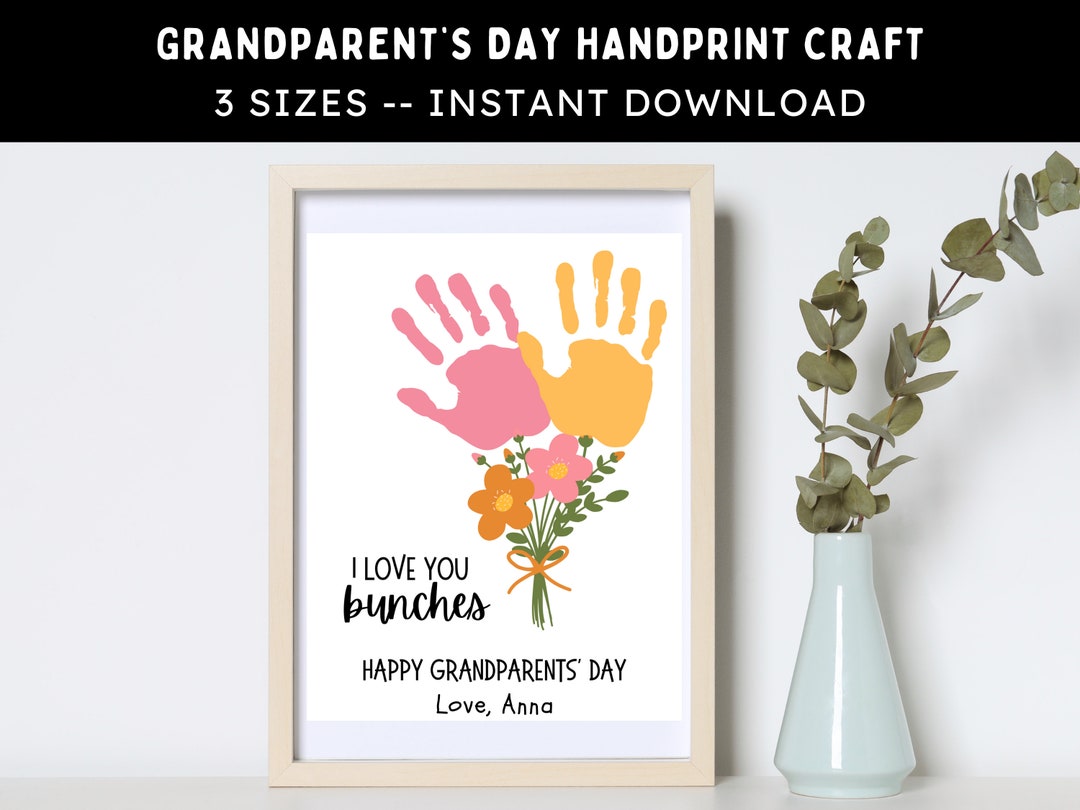 Grandparents' Day Flower Handprint Craft -- Printable DIY Art Activity ...