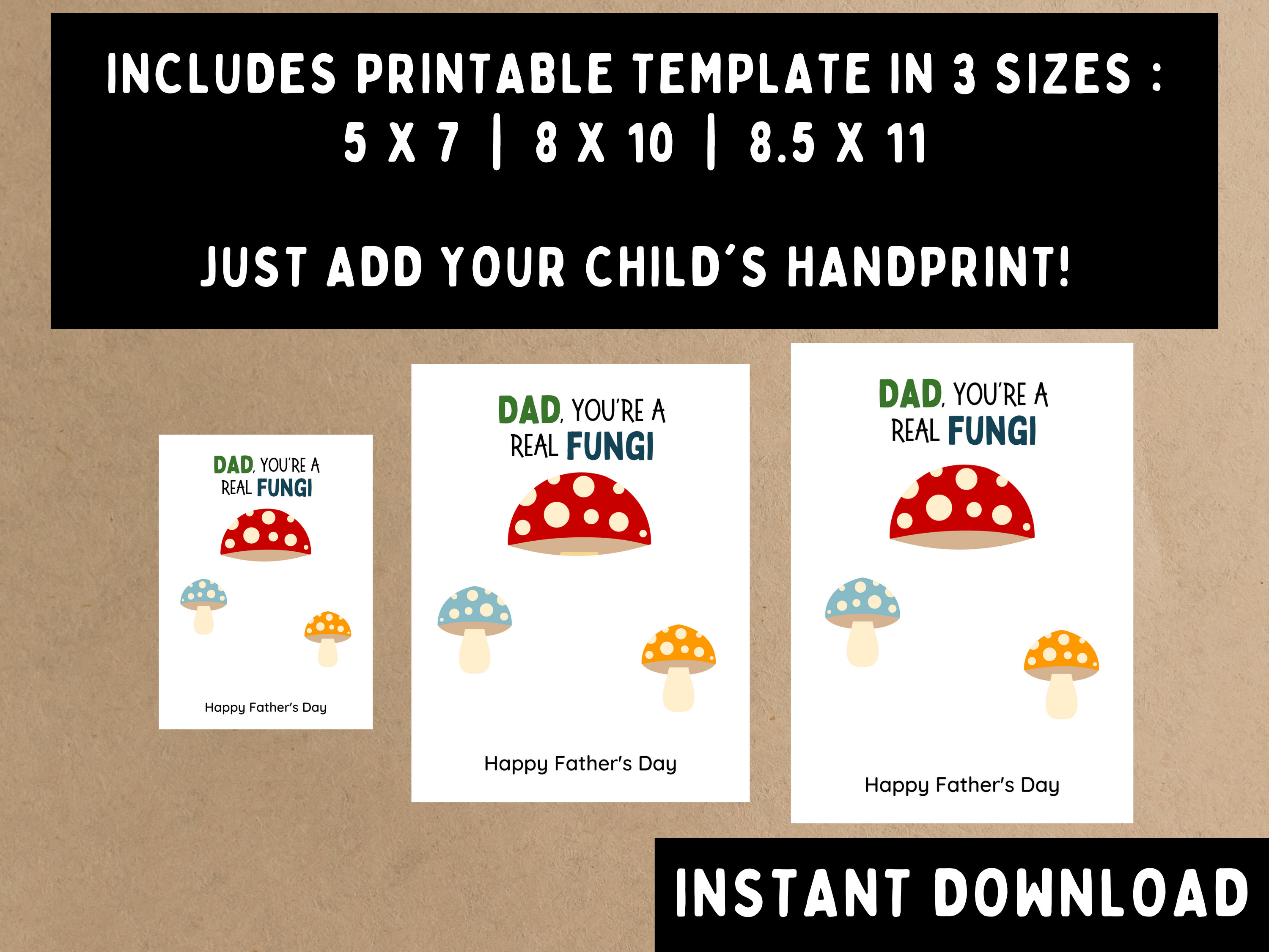 Father's Day Mushroom Handprint Craft -- Printable DIY Art Activity for ...