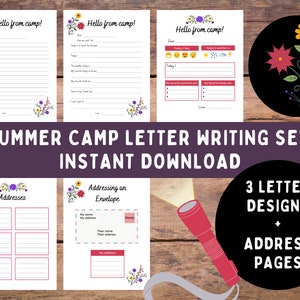 Printable Letter From Camp Flowers Kids Overnight Camp - Etsy