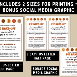 Pie Bake-off / Pie Swap / Pie Contest - Editable Canva Template Flyer ...