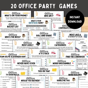 20 Office Party Games Bundle - Printable Team Building Games for Work ...