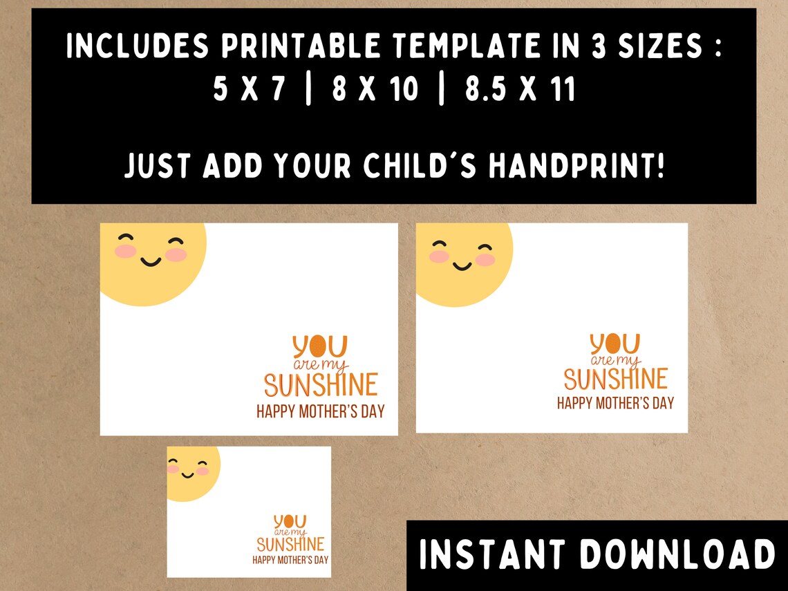 Mother's Day Sun Handprint Craft - You Are My Sunshine - Printable DIY ...