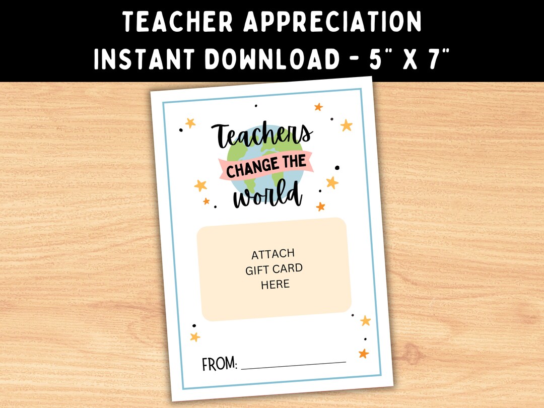 Teacher Appreciation Gift Card Holder - Rainbow - Printable Teacher ...